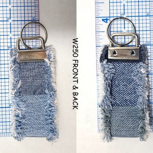 Denim Keyring Denim Rag Keyring Keychain Wristlet Wristlet Strap Frayed ...