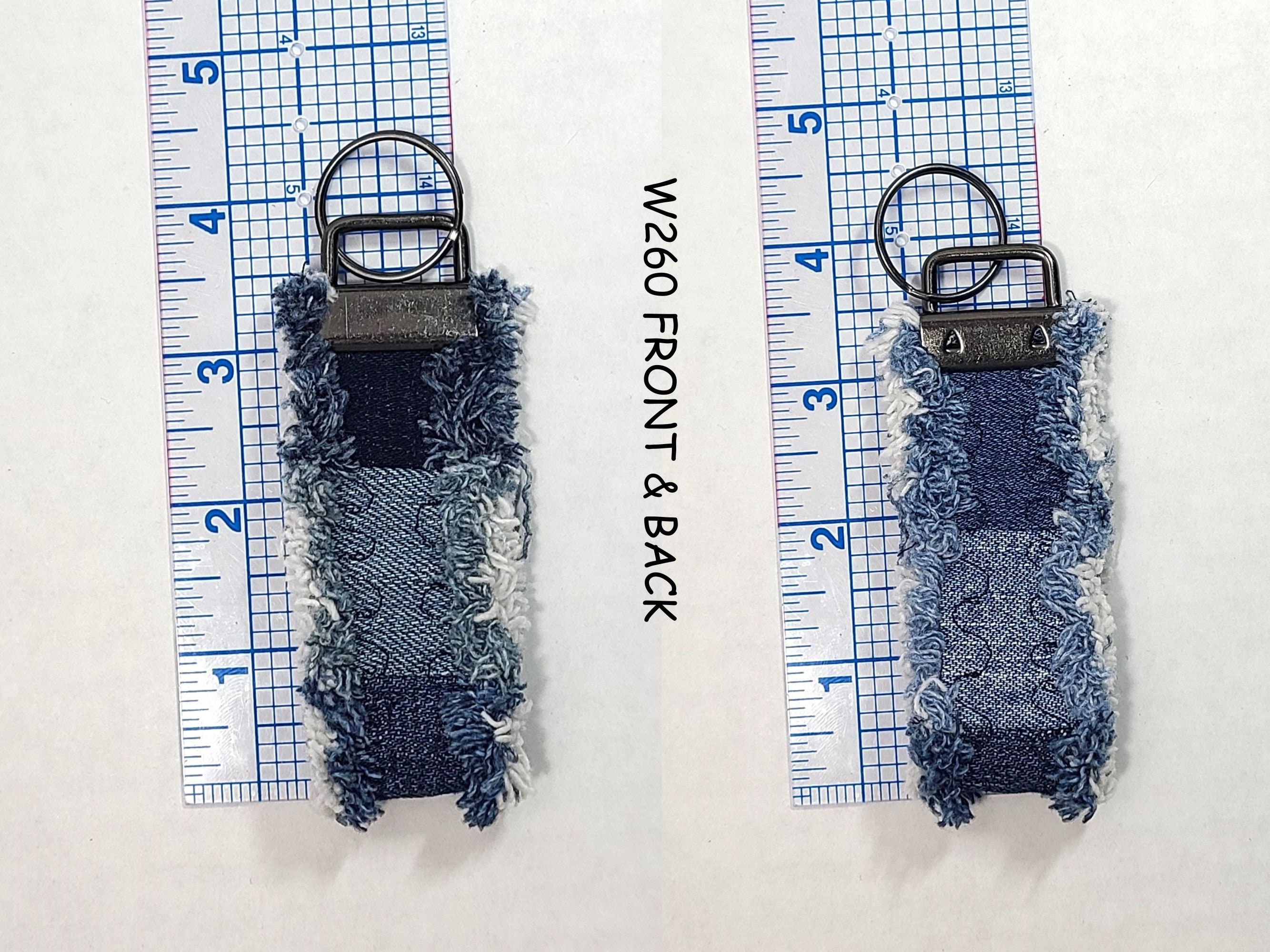 Denim Keyring Denim Rag Keyring Keychain Wristlet Wristlet Strap Frayed ...