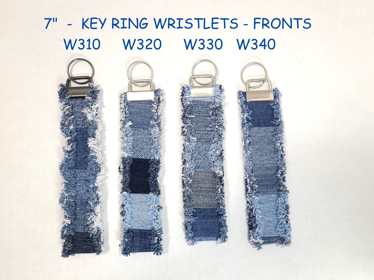 Denim Keyring Denim Rag Keyring Keychain Wristlet Wristlet Strap Frayed ...