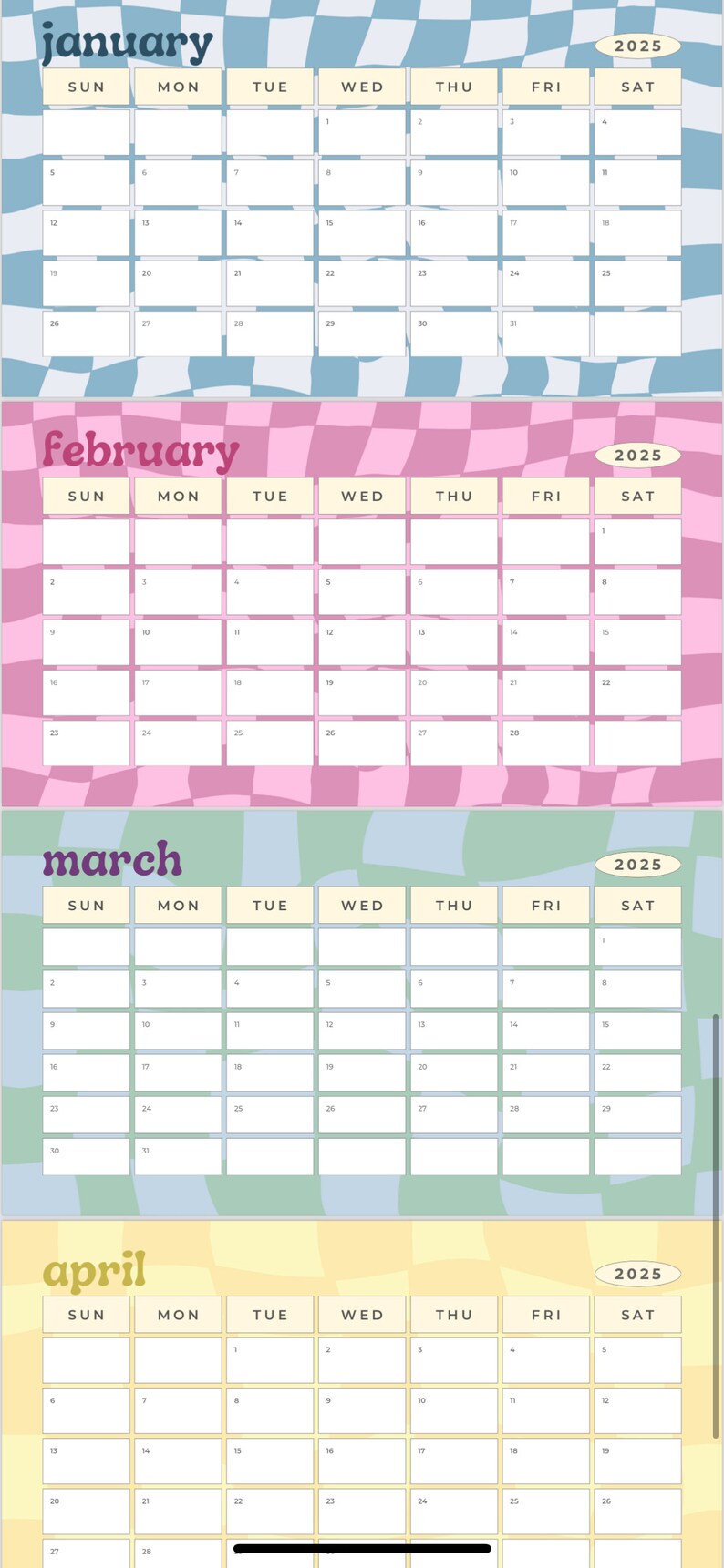 Yearly Calendar - Etsy