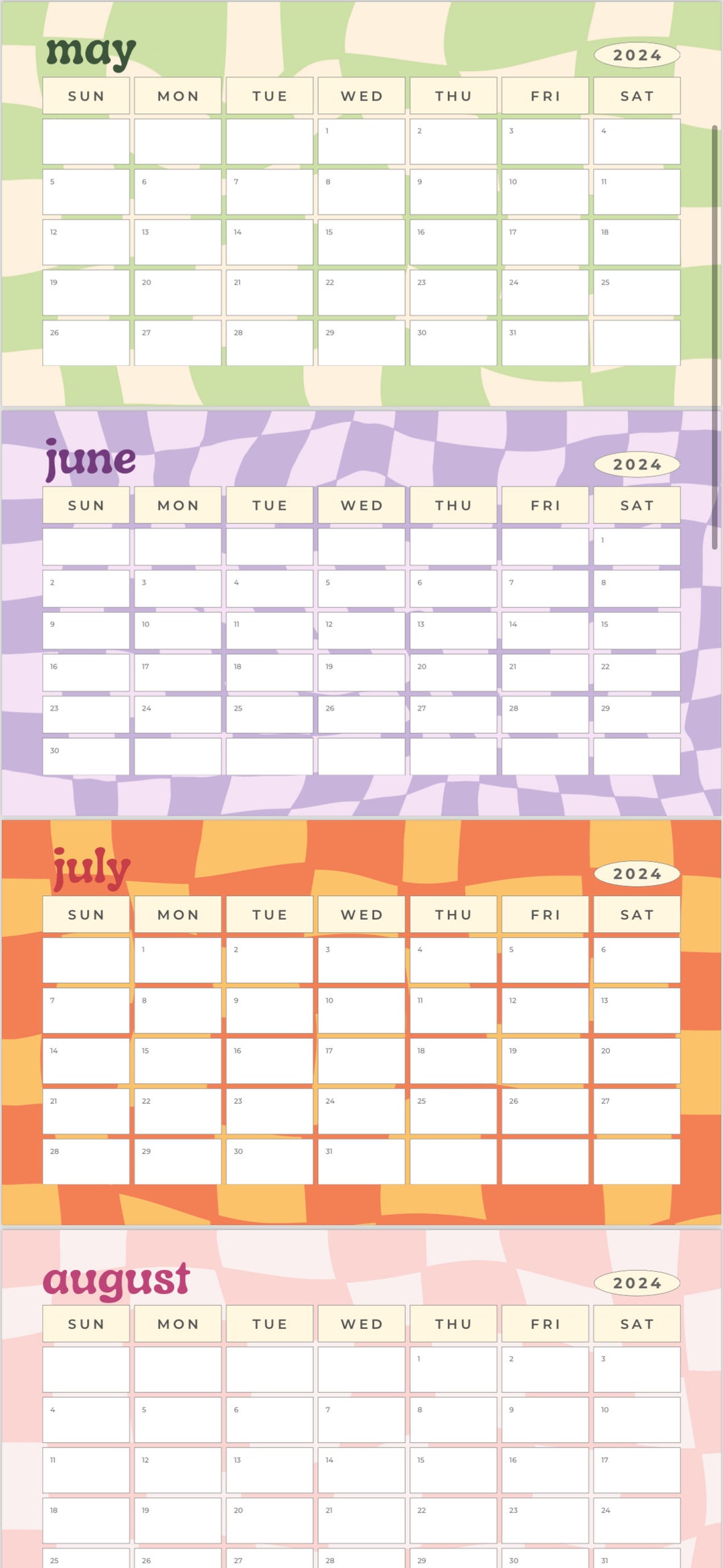 Yearly Calendar - Etsy