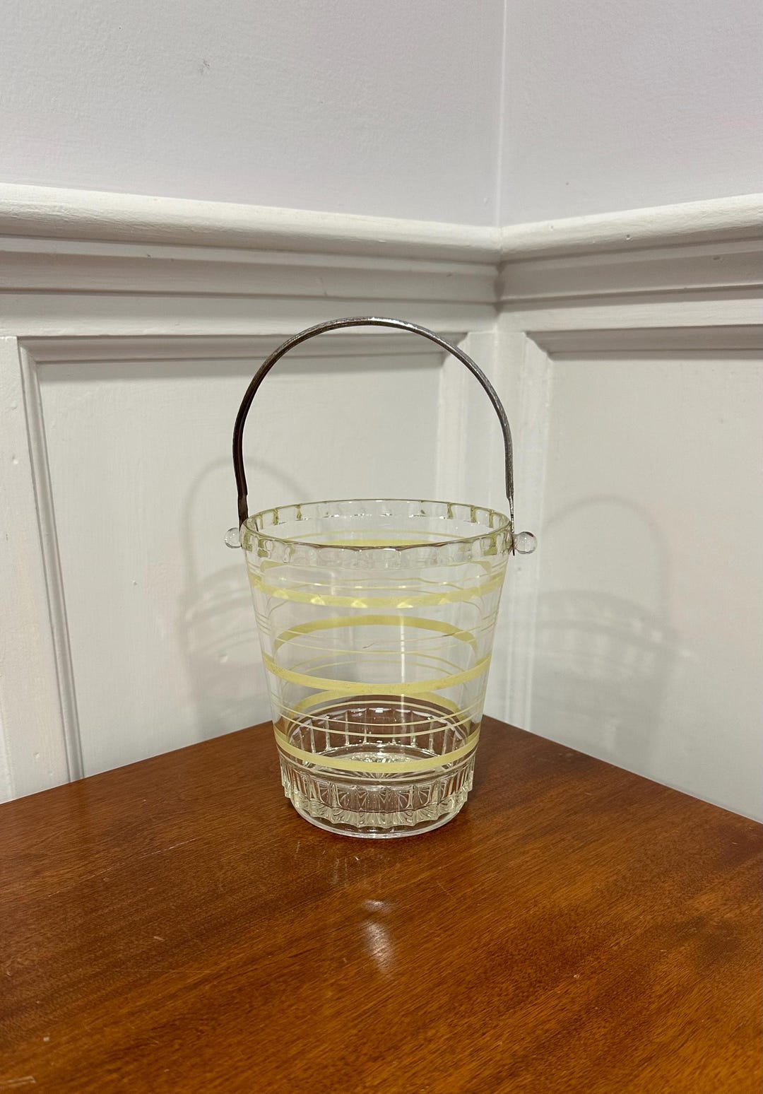 Vintage Mid Century Modern Ice Bucket With Yellow Stripes - Etsy