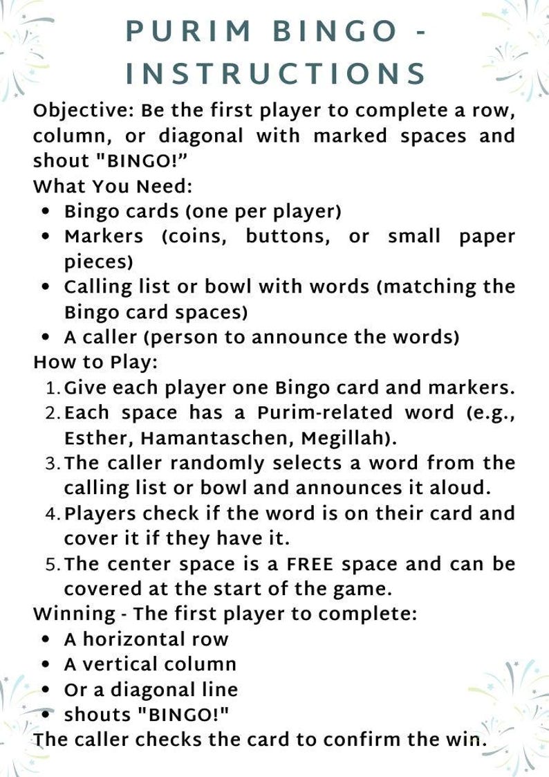 Purim Bingo Game | Printable PDF A4 | Fun Holiday Activity for Kids ...