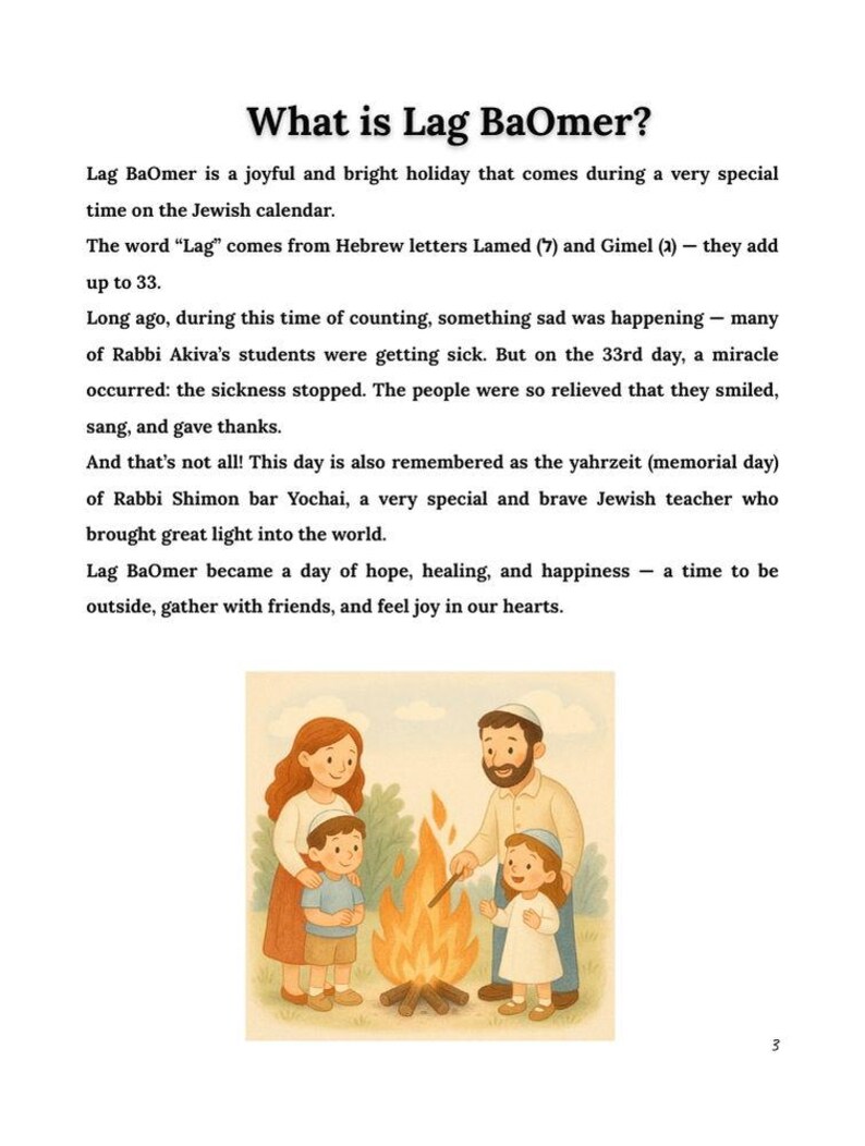 Lag Baomer Kids Story Book: Jewish Holiday Learning (PDF Download) - Etsy