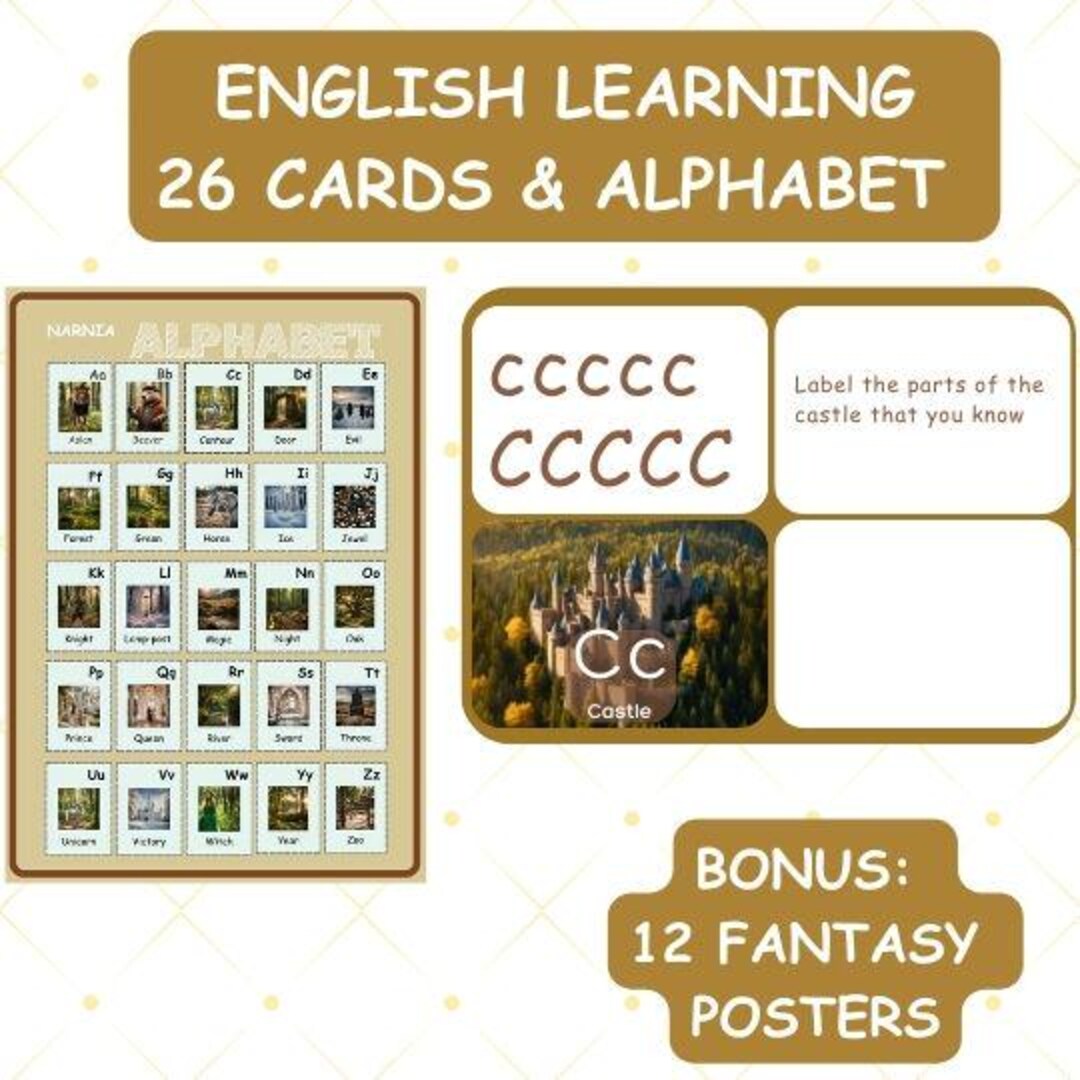 26 Learning English Printable Cards for Kids 4-10 Years and English ...