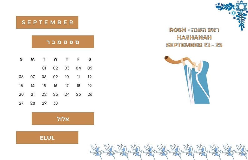 2026 Desk Hebrew Calendar With Jewish Holidays | Printable Jewish ...