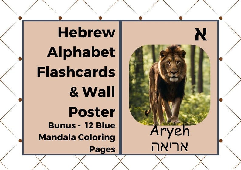 Letter Hebrew Alphabet Flashcards & Poster Perfect for Little Language ...