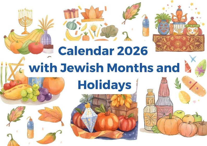 2026 Jewish Calendar Printable | Hebrew Months and Holidays (PDF) - Etsy