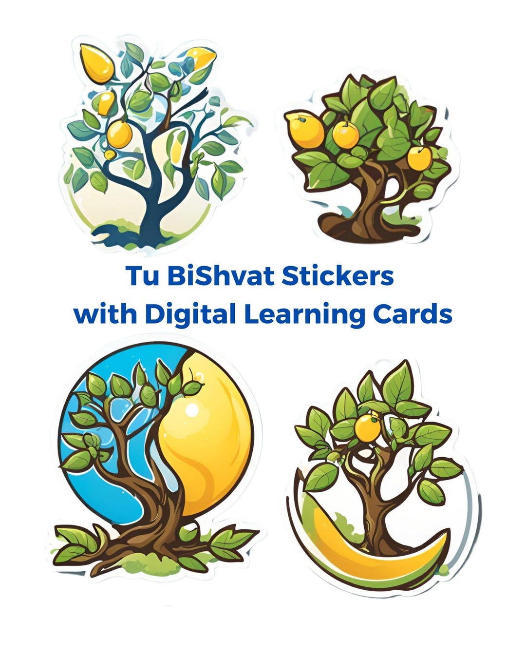 Tu Bishvat Stickers 3 SVG Files With Digital Learning Cards About the ...