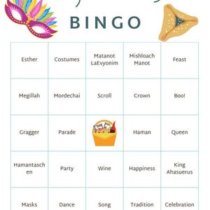 Purim Bingo Game | Printable PDF A4 | Fun Holiday Activity for Kids ...