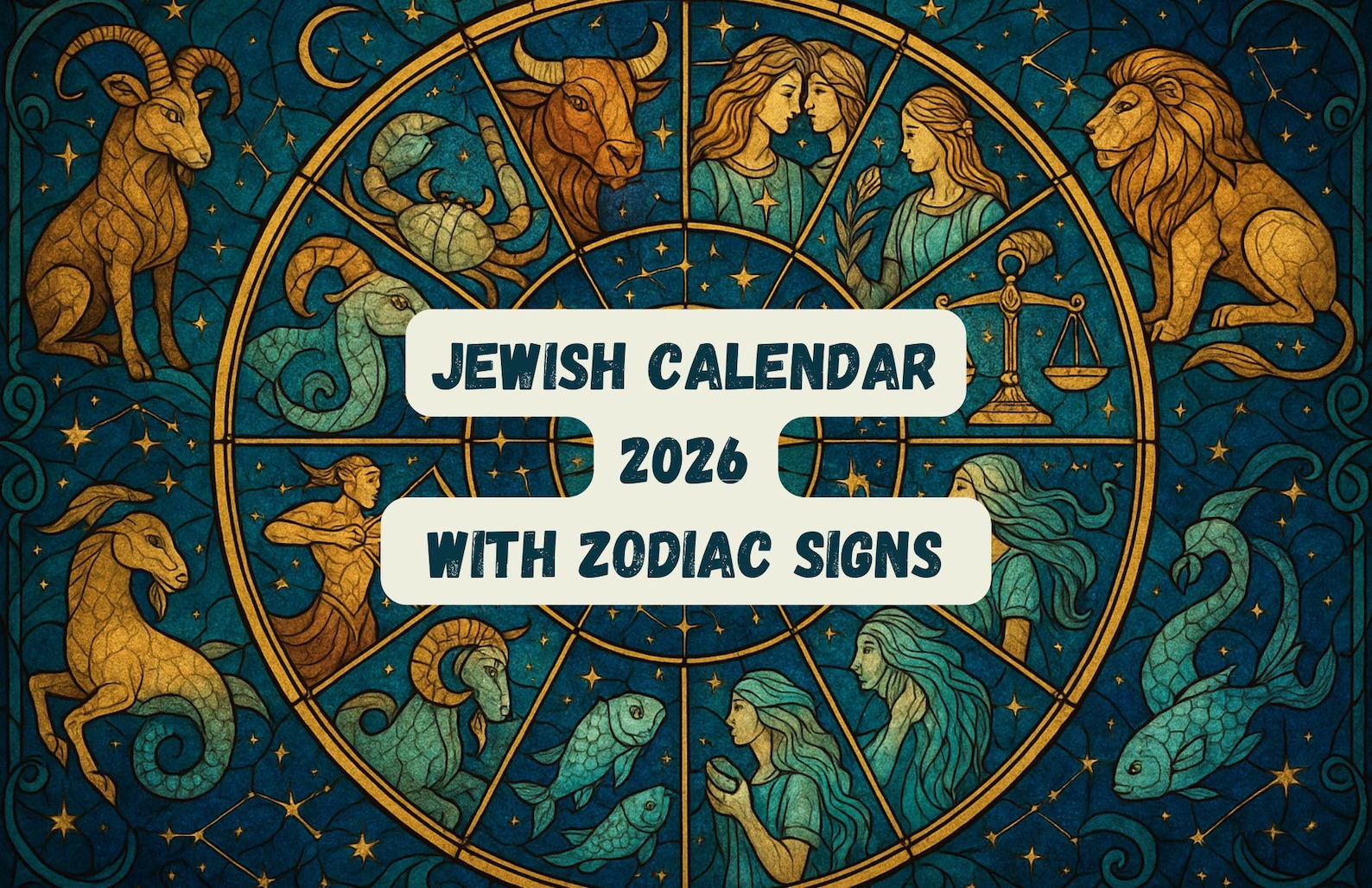 2026 Jewish Calendar With Zodiac Art: Hebrew & English, Printable PDF ...