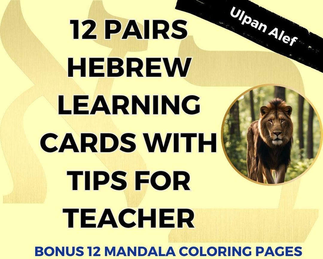 Hebrew Learning Set: 12 Themed Scene Cards for Ulpan Alef Students With ...