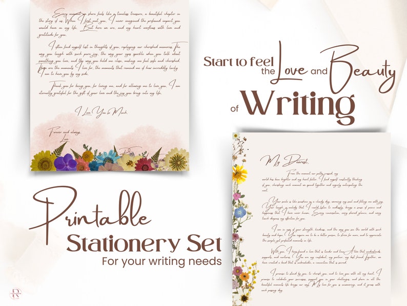 Flower Press Printable Cute Stationary With Envelope | Sentimental Gift ...