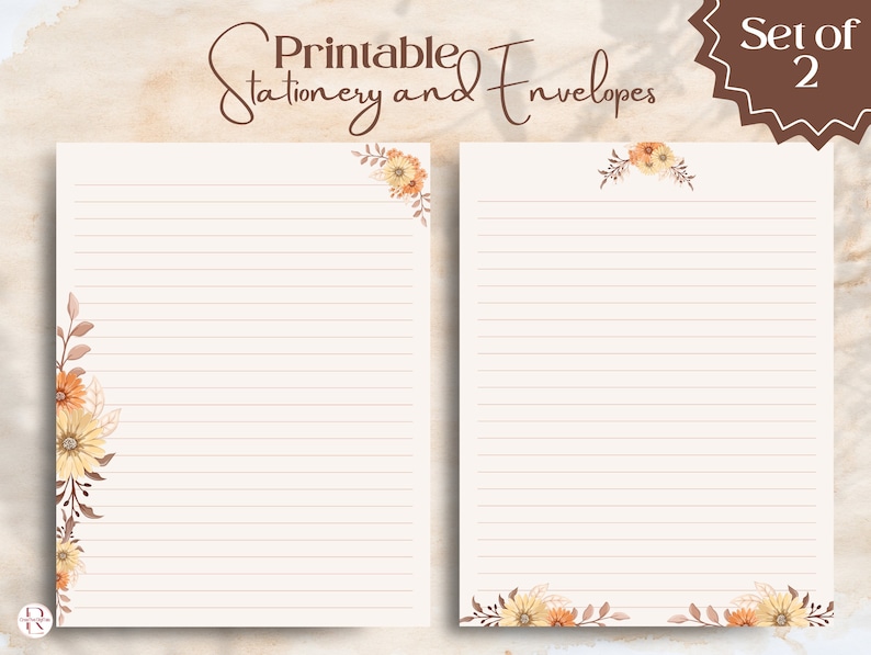 Printable Stationery With Envelop | Floral Botanical | A4 and US Letter ...