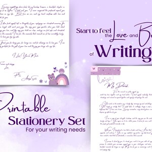 Printable Cute Purple Stationery With Envelop A4 and US Letter 8.5 X11 ...