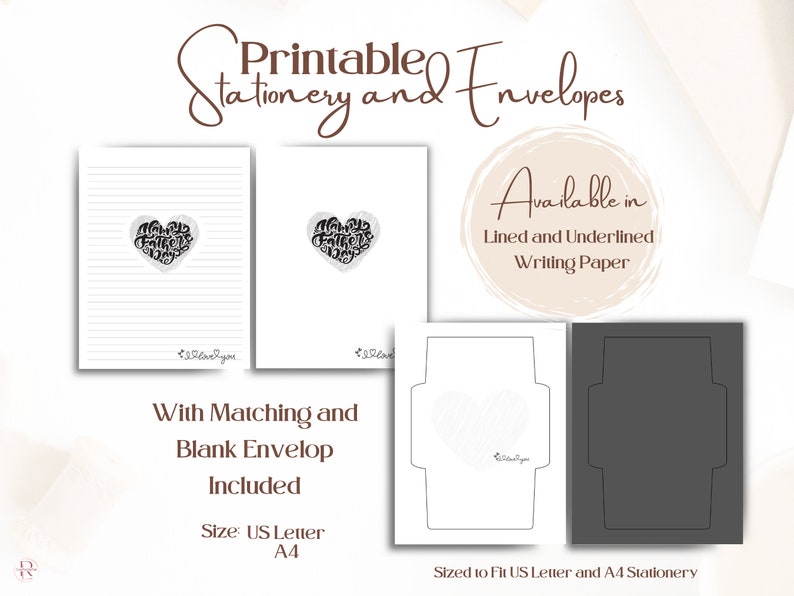 Fathers Day Gift Printable Stationery With Envelope| Gift for Him | A4 ...