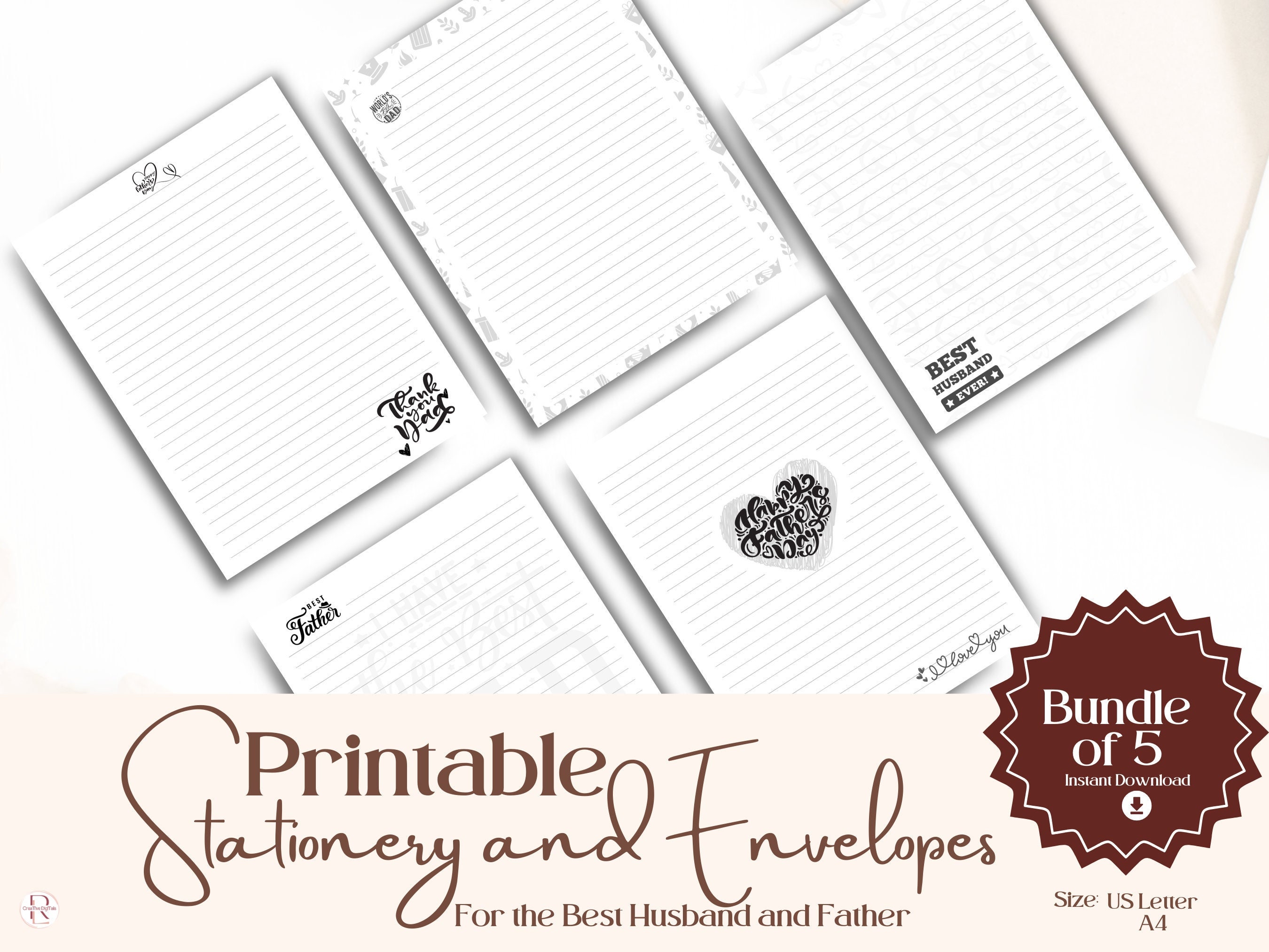 Fathers Day Gift Printable Stationery With Envelope| Gift for Him | A4 ...