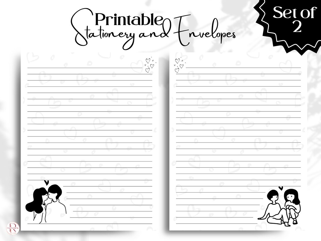 Cute Stationery Couple Black and White | Printable Stationary With ...