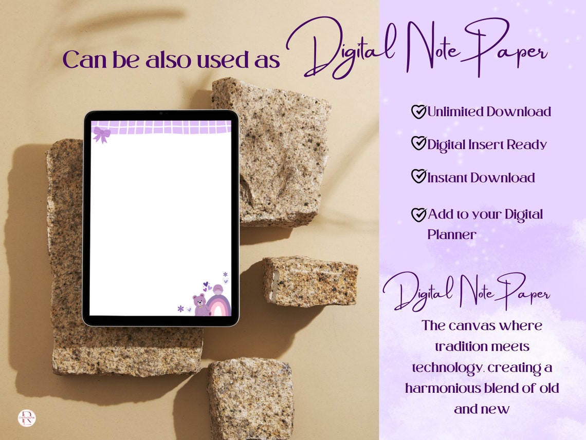 Printable Cute Purple Stationery With Envelop A4 and US Letter 8.5 X11 ...