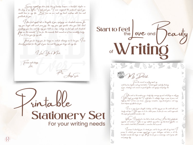 Fathers Day Gift Printable Stationery With Envelope| Gift for Him | A4 ...