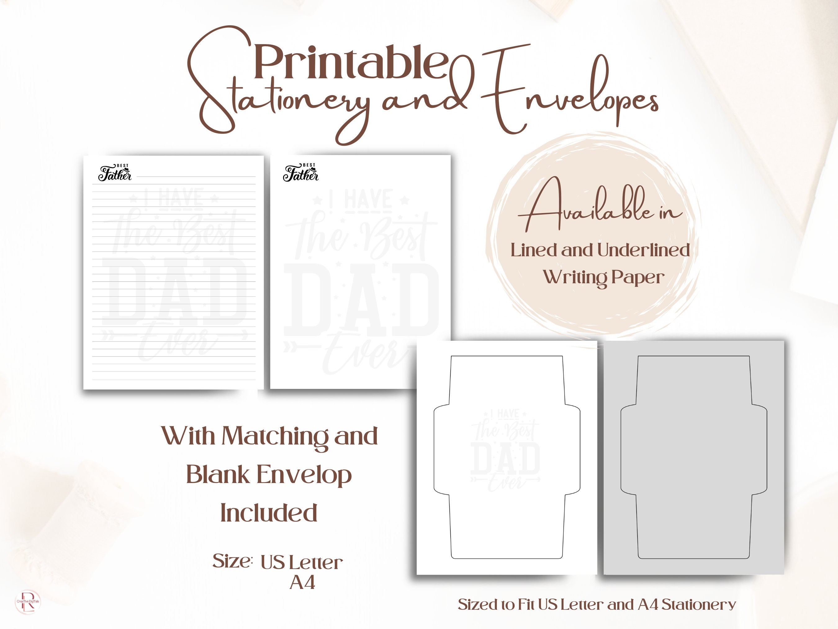 Fathers Day Gift Printable Stationery With Envelope| Gift for Him | A4 ...