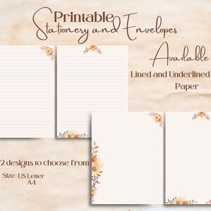 Printable Stationery With Envelop | Floral Botanical | A4 and US Letter ...