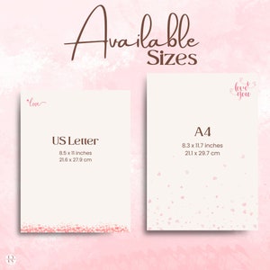 Love Letter Printable Stationery With Envelop | A4 and US Letter 8.5 ...