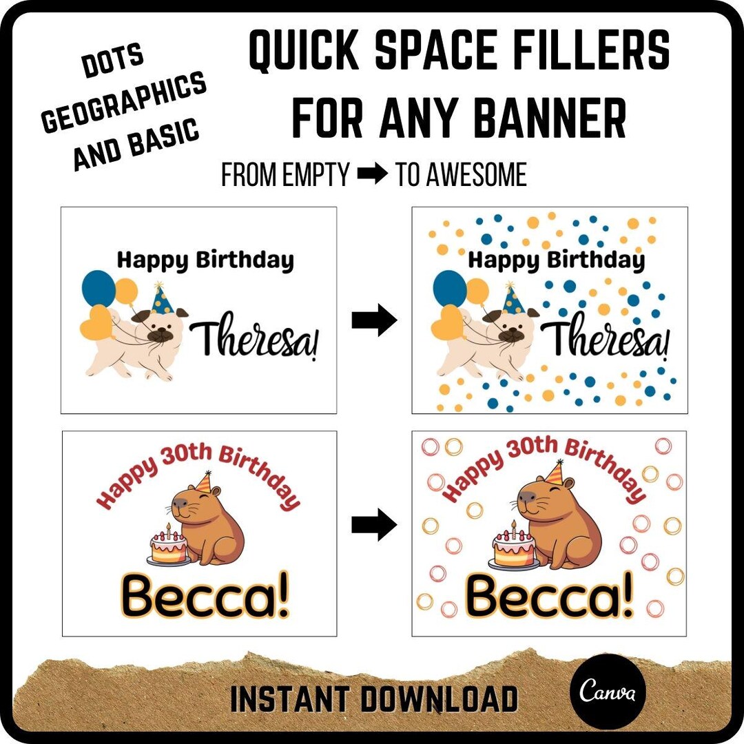 Banner Space Filler Clipart | Dots & Shapes for Canva Banners | Quick ...