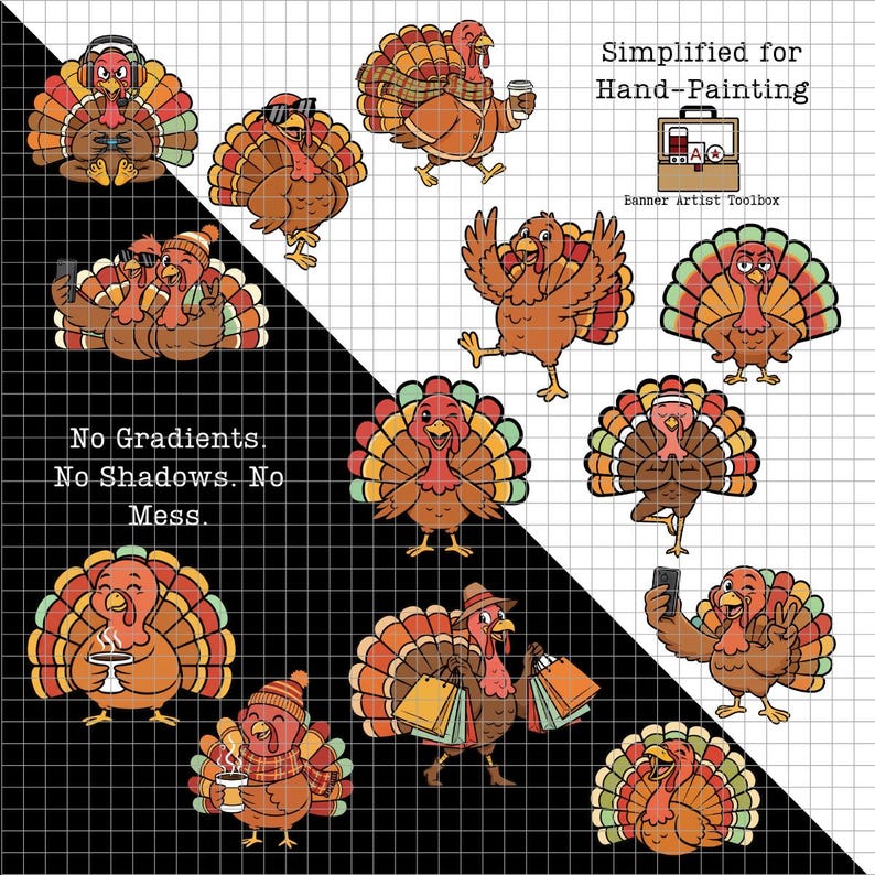 Gobble Squad Clipart Bundle – Funny Thanksgiving Turkeys – Printable ...