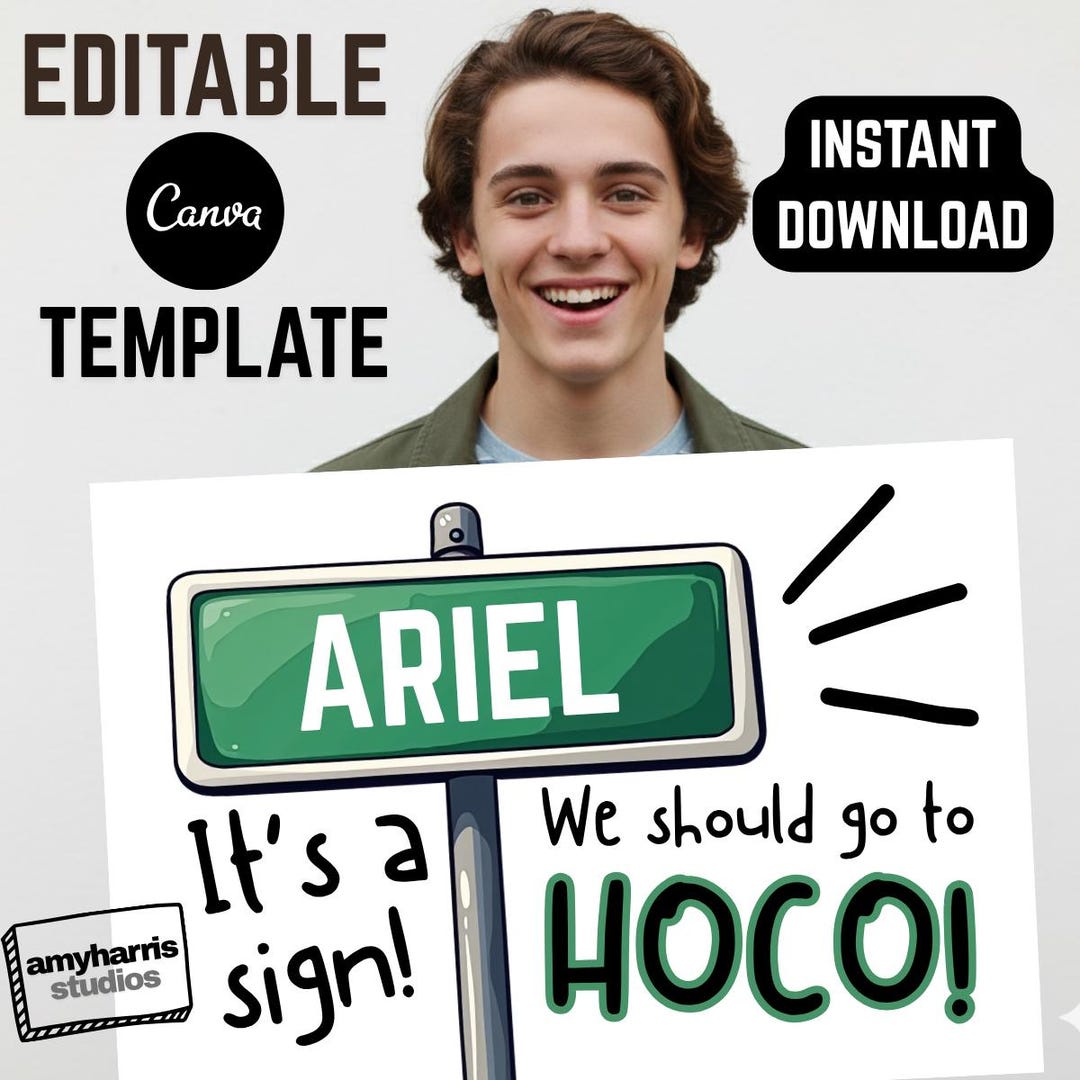 HOCO Proposal Sign Template: It's a Sign | Editable Digital Download - Etsy