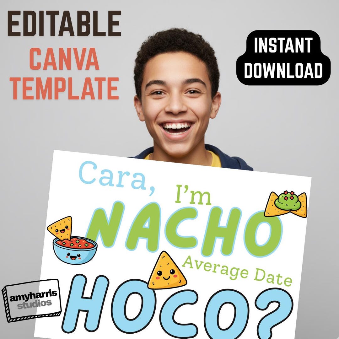 HOCO Proposal Sign: Nacho Average Date | Editable \ Printable ...
