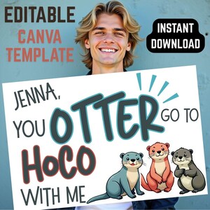 HOCO Canva Sign Template: Otter Digital Download | Editable and ...