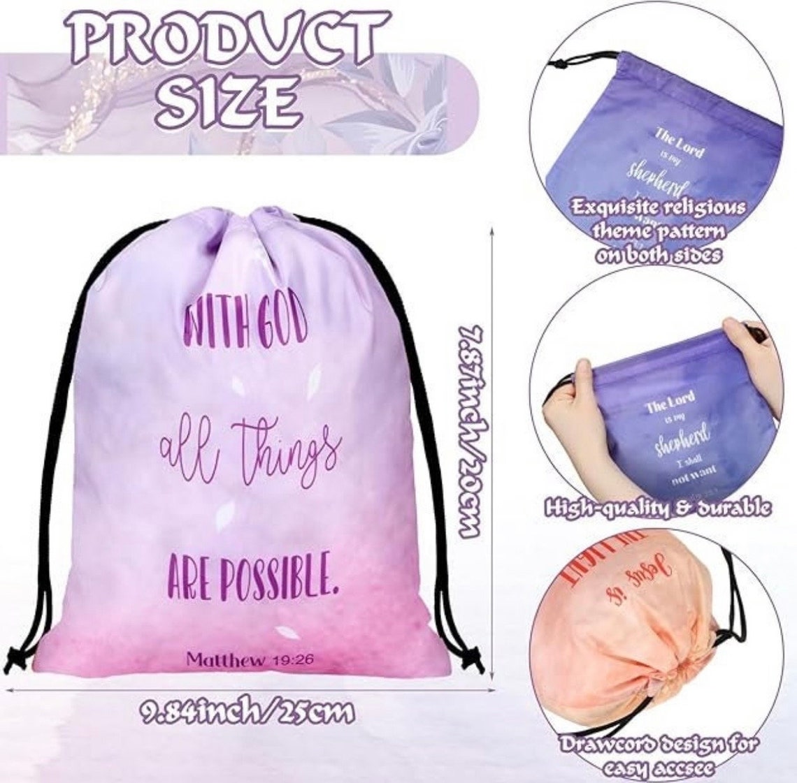 Religious Bible Verse Drawstring Backpack - Etsy