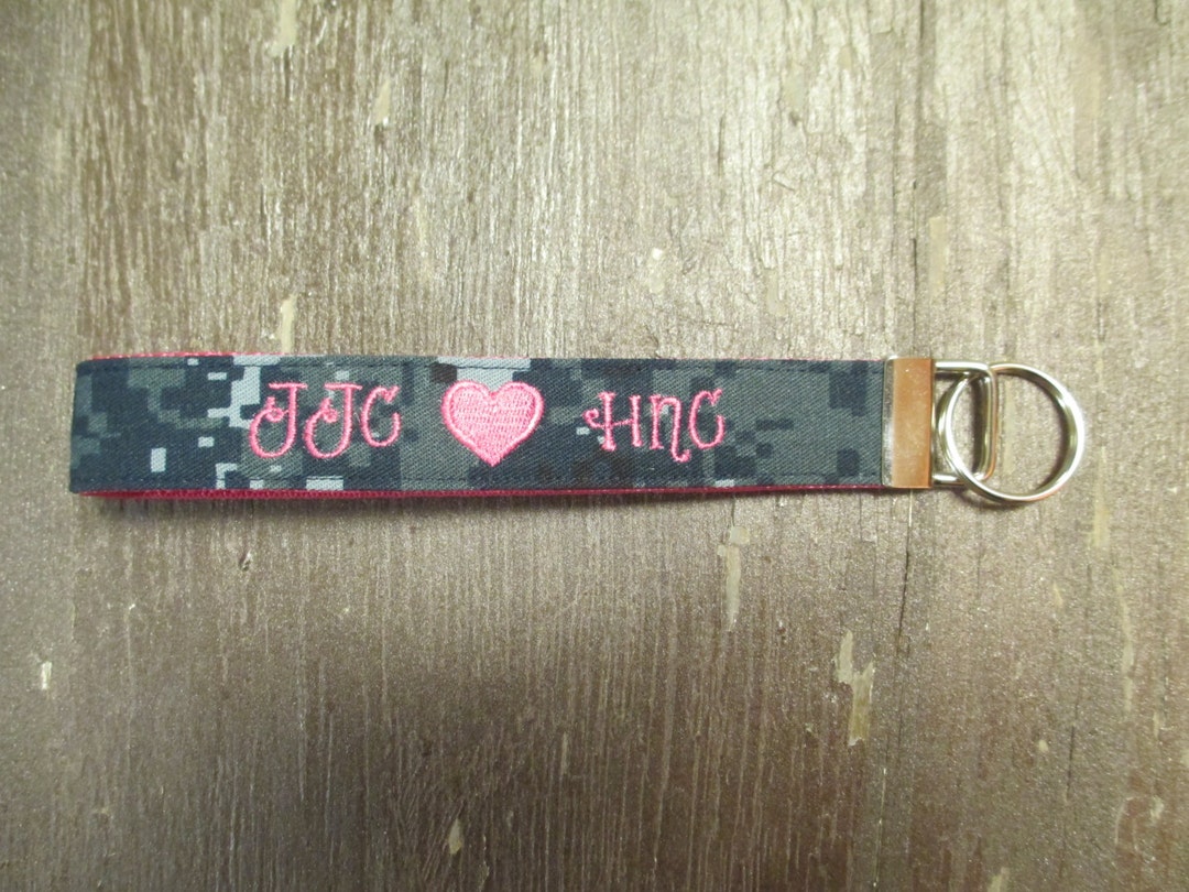 Military Wristlet, Initial Keychain Army, Navy, Air Force, Marine Name ...