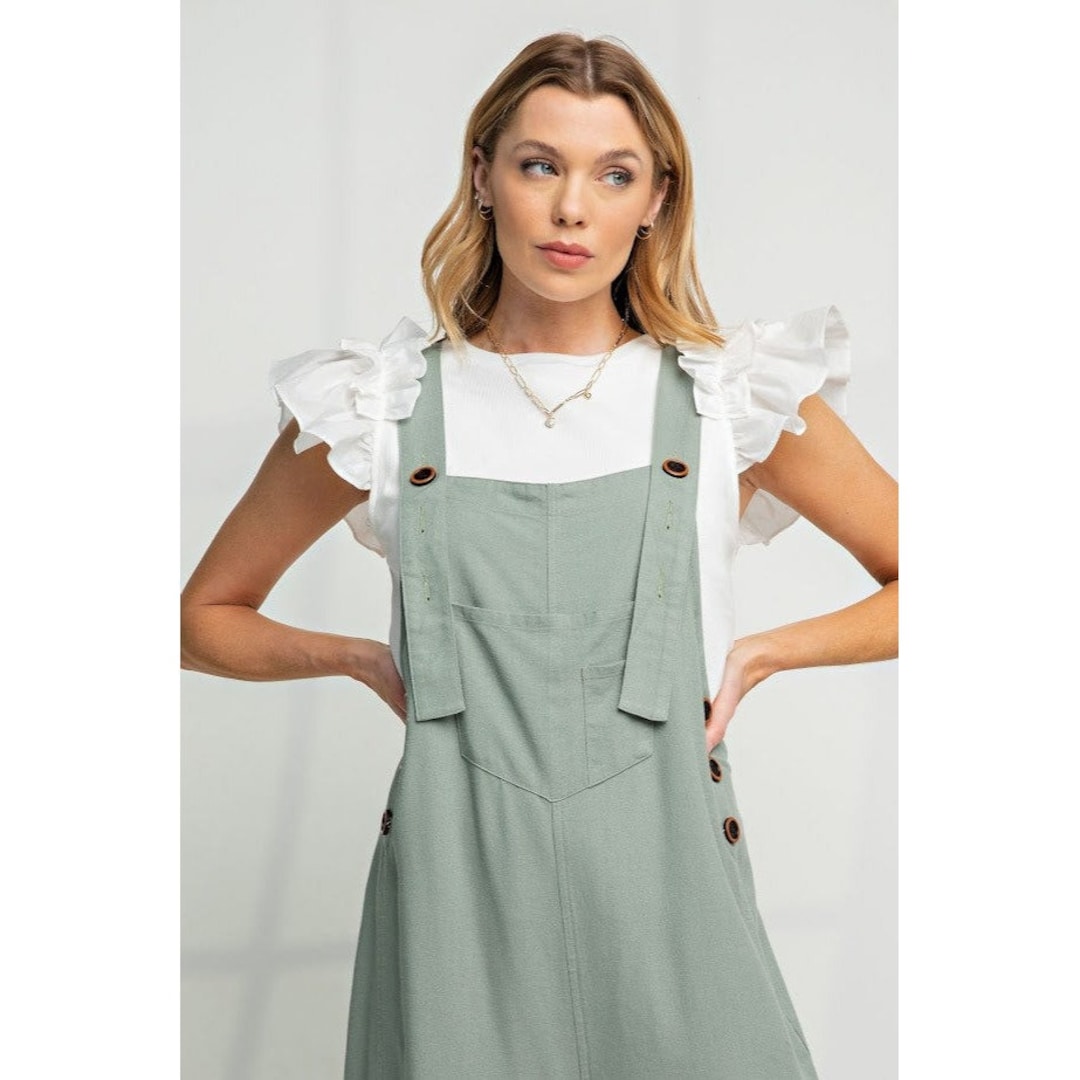 The Kate Linen Oversized Overalls in Sea Breeze - Etsy