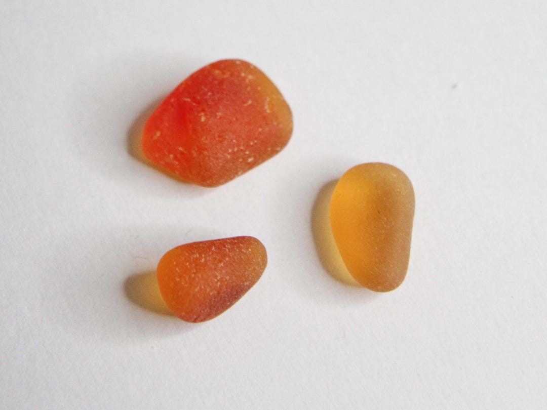 3X Very Rare Orange Sea Glass Pieces - Genuine Seaham Sea Glass ...
