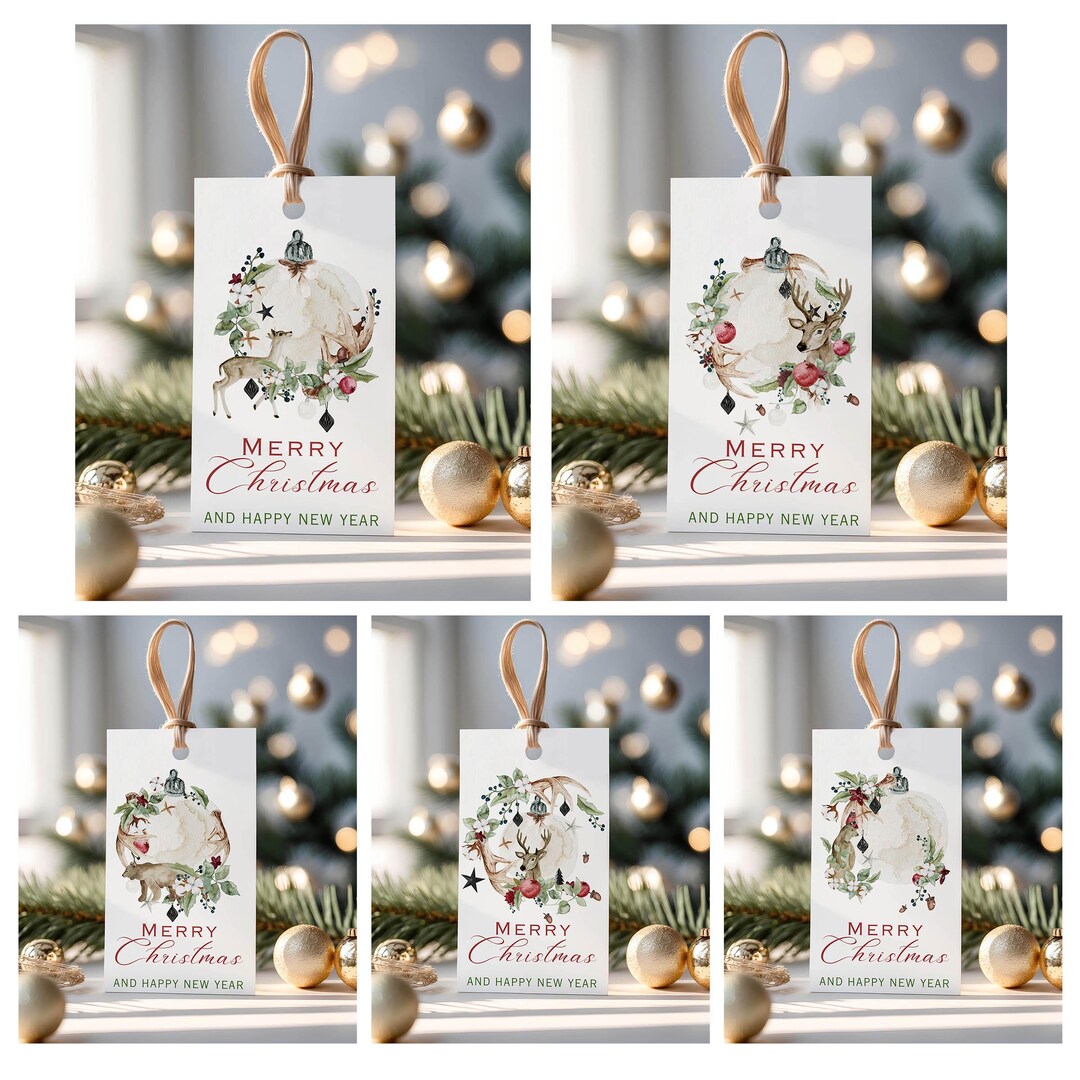 Editable Christmas Gift Tag, Printable Holiday Label (canva Template ...