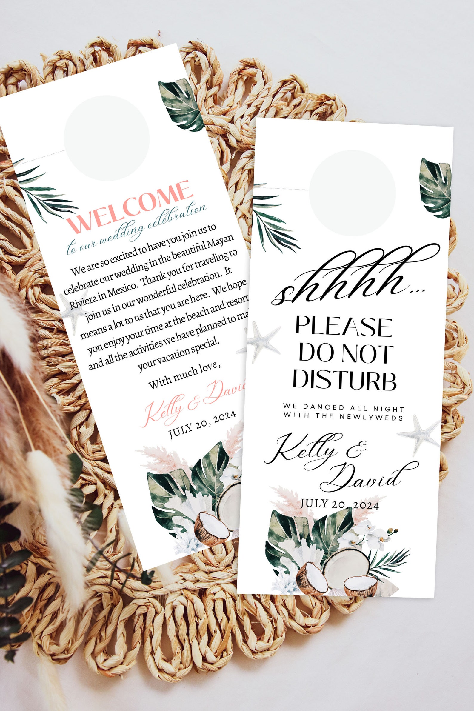Beach Tropical Sea Shells Coral Coconut Watercolour Destination Wedding ...