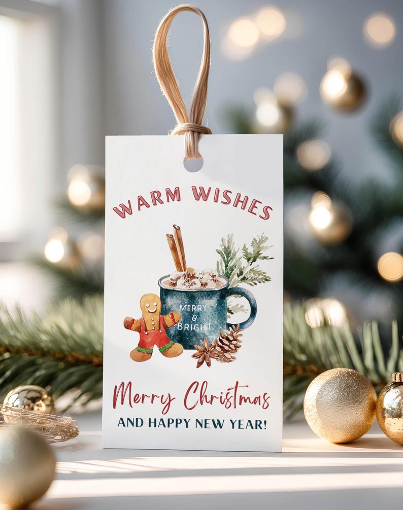 Christmas Gift Tag, Editable, Printable Holiday Label, DIY Canva ...