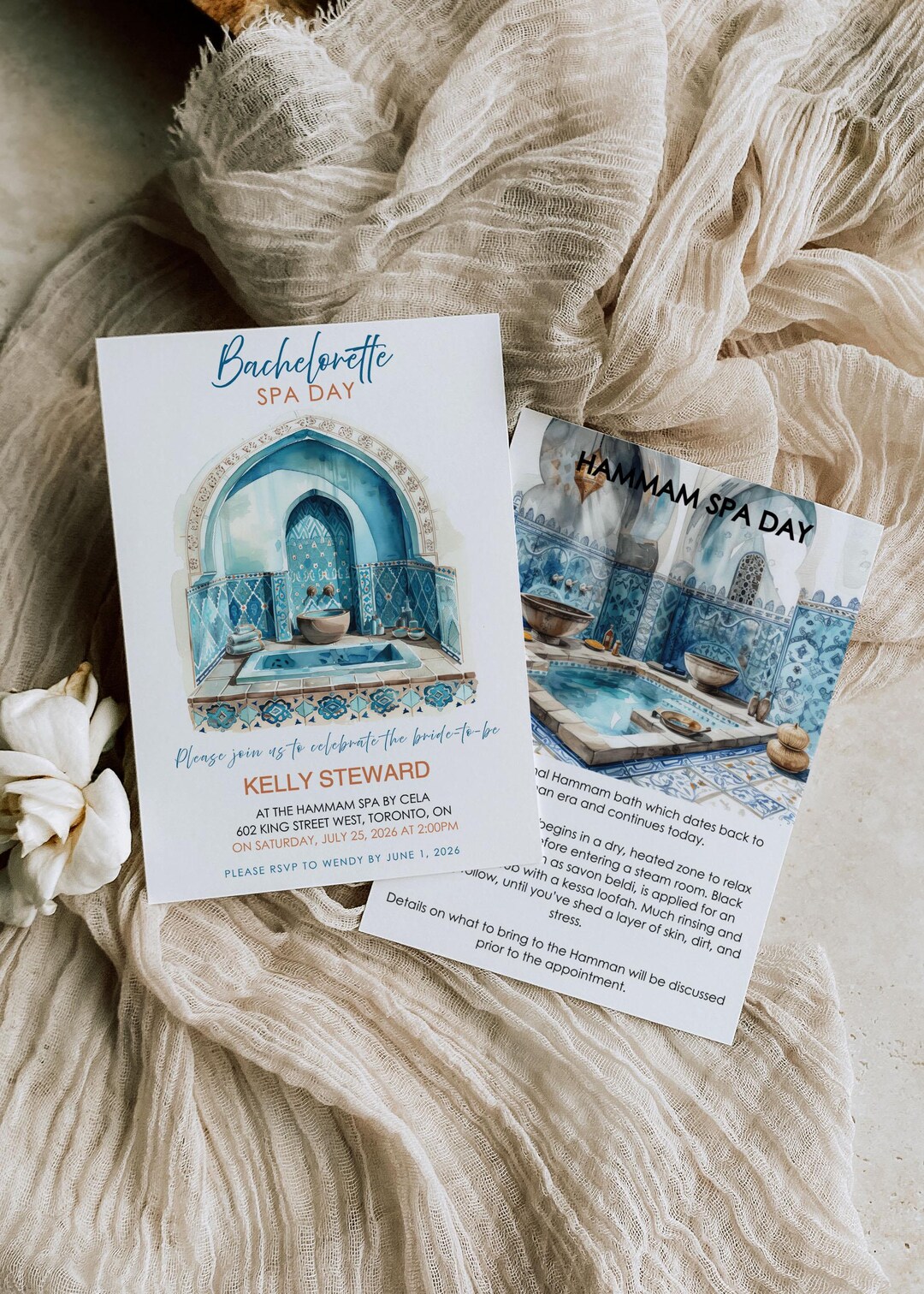 Bachelorette Hammam Spa Day Invitation, Bridal Shower Hammam Spa Day ...