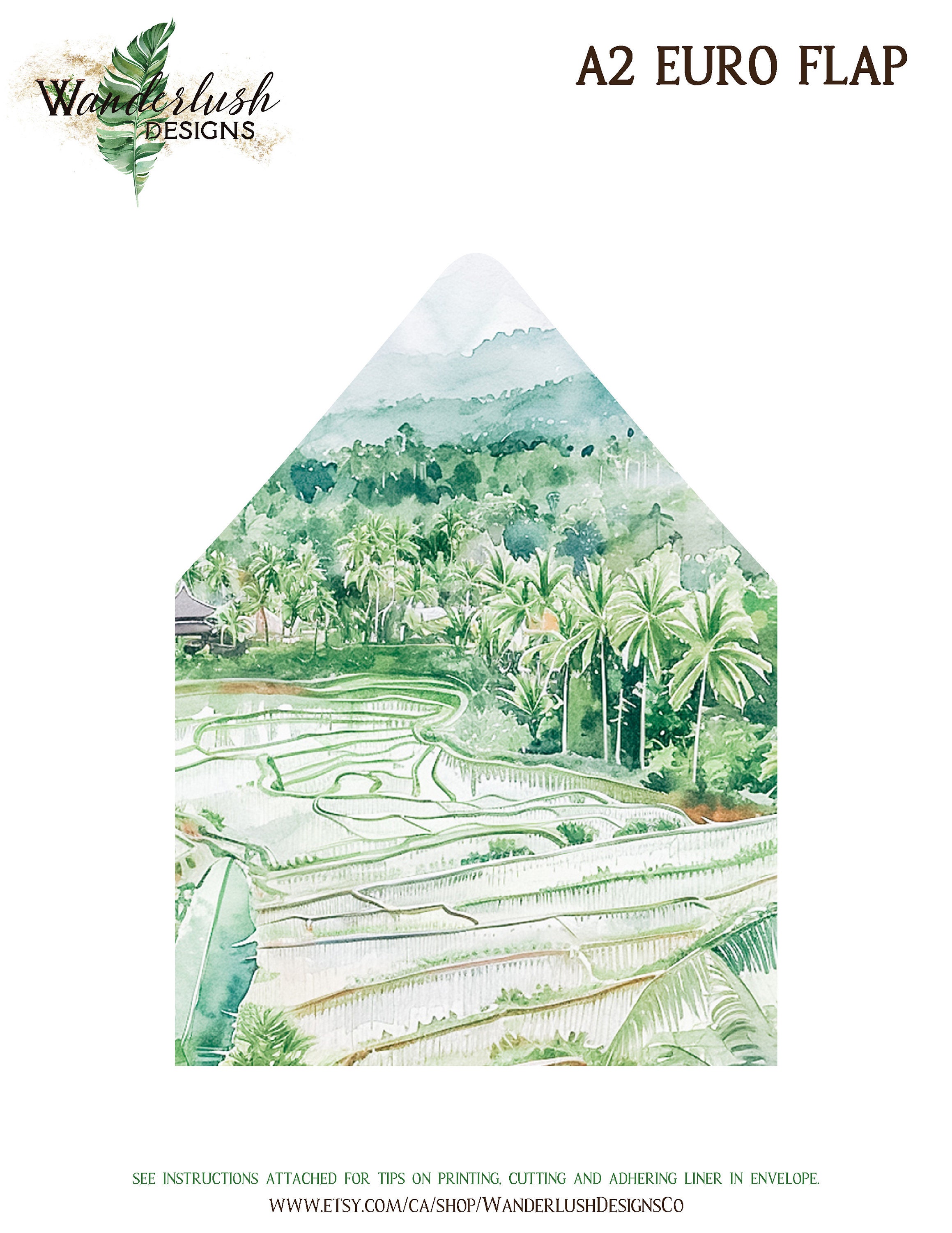 Digital "instant Download" Bali Tropical Palm Tree Rice Field ...