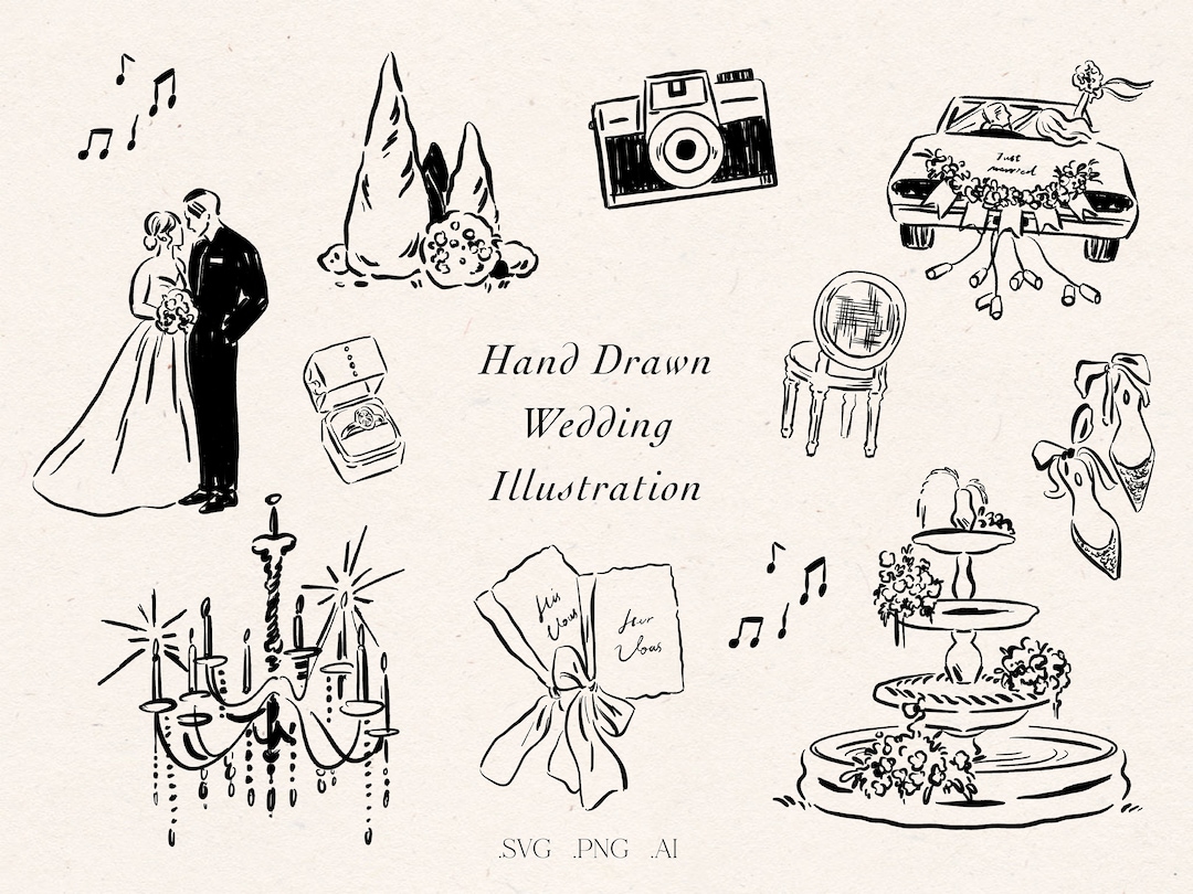Wedding Icons Hand-drawn,color Changeable,wedding Collection,wedding ...