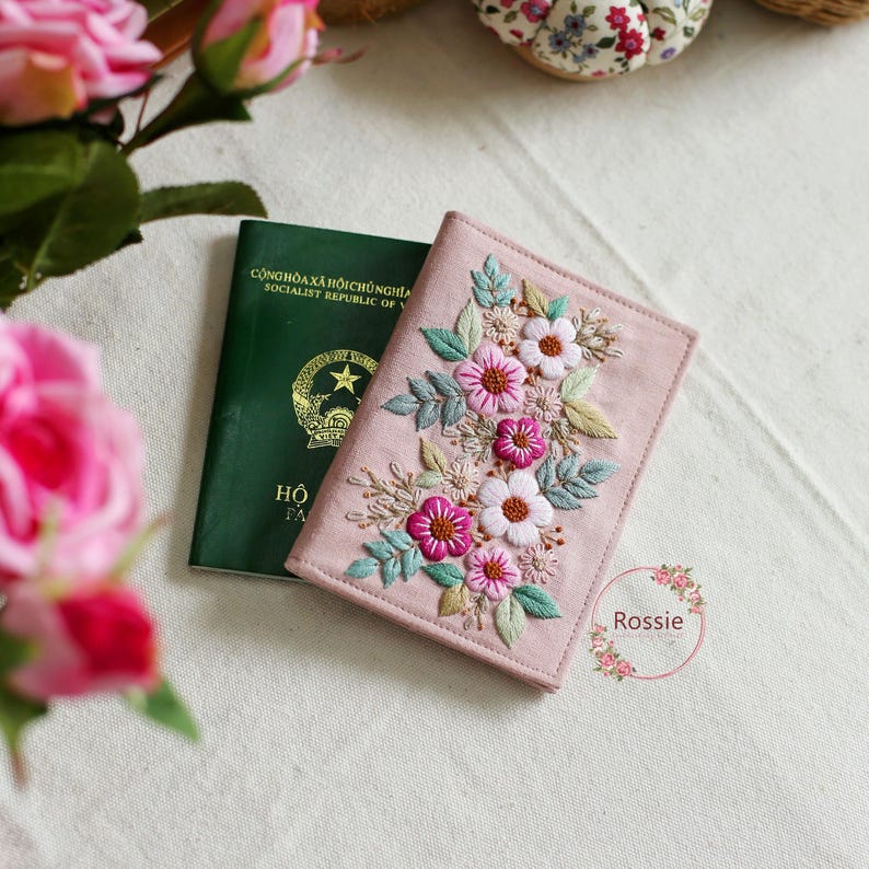 Hand Embroidered Floral Passport Cover, Handmade Passport - Etsy