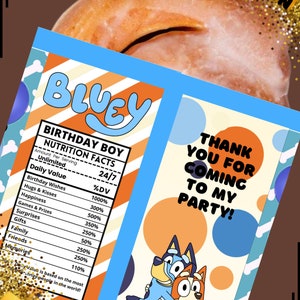 BLUEY Party Favors DIY Digital Download Pack of 5 Chip Bag Water Bottle ...