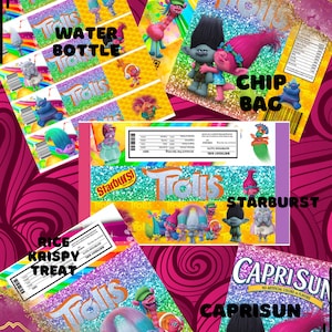 Trolls DIY Digital Download Printable Party Favors Kid's Birthday Chip ...