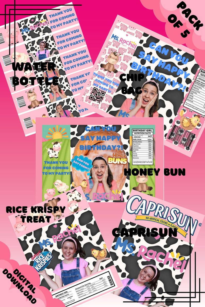 DIY Ms Rachel Had a Farm Digital Printable Party Favor Package Chip Bag ...