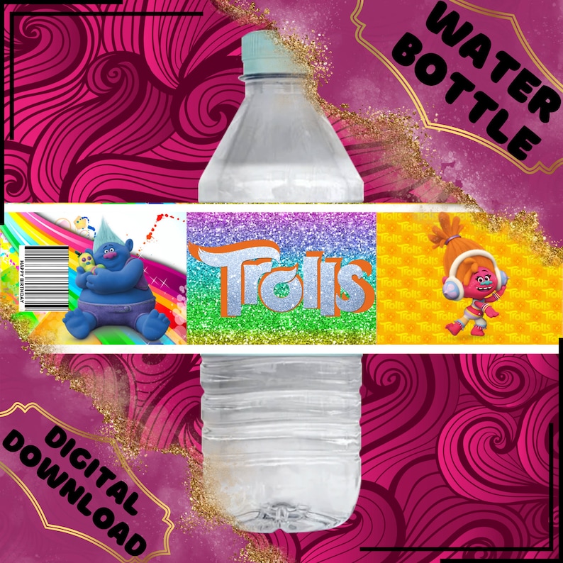 Trolls DIY Digital Download Printable Party Favors Kid's Birthday Chip ...