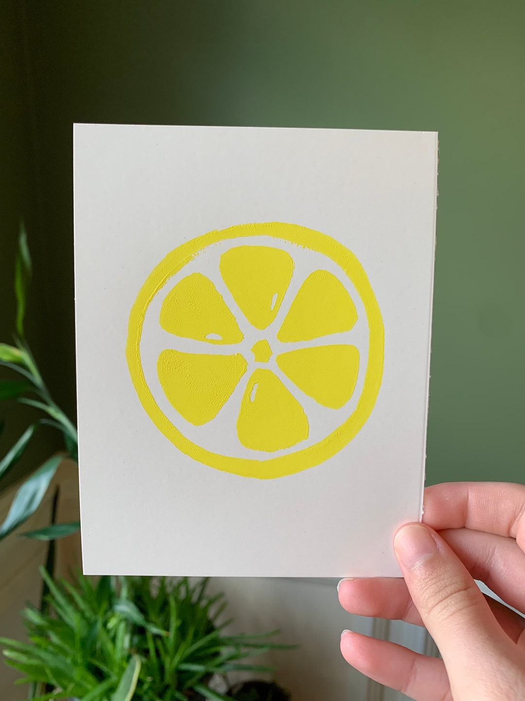 Lemon Slice - Linocut Print - Etsy