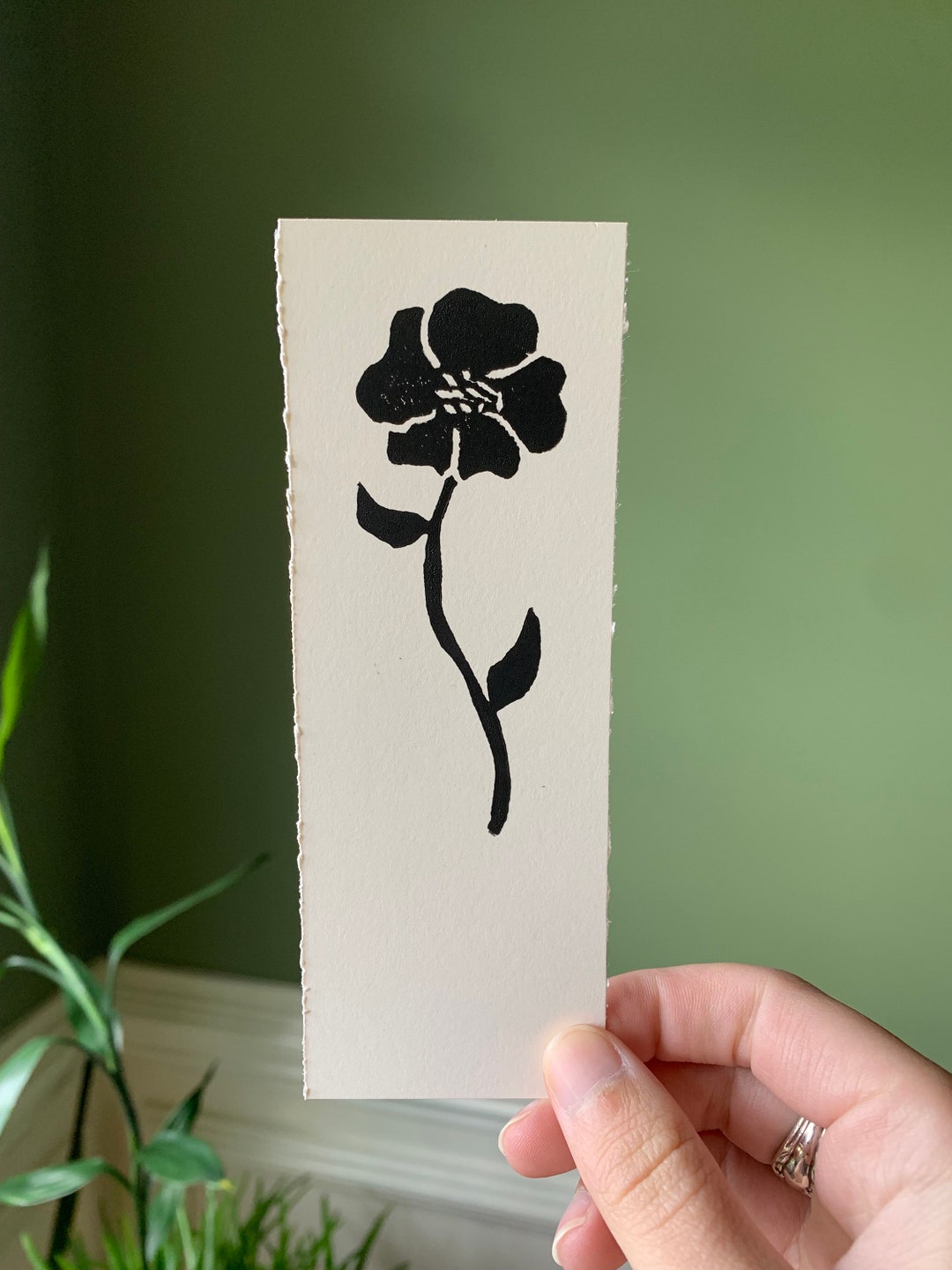 Wildflower Bookmark - Linocut Print - Etsy
