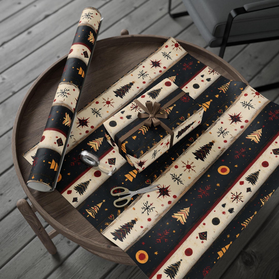 Boho Western Minimalist Wrapping Paper Geometric Pattern Gift Wrap ...